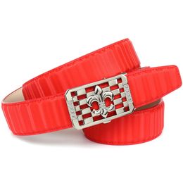Anthoni Crown Damen Lederg&uuml;rtel, rot, Gr. 95, unifarben, Leder, G&uuml;rtel, mit silberfarbener stilisierter Lilien-Schnalle