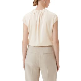 comma, COMMA Damen Satinbluse, beige, Gr. 38, unifarben, Satin, Obermaterial: 95% Polyester, 5% Elasthan, Blusen, mit Raffung am Hals