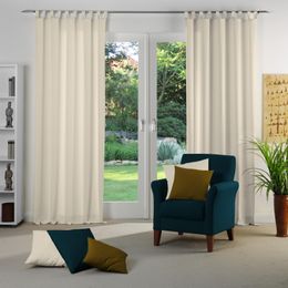 Vorhang WIRTH, B:132cm H:245cm, beige, Chenille, Polyacryl, Wohnzimmer, Gardinen, "Toco-Uni"