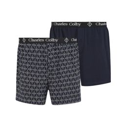 CHARLES COLBY Herren Boxershorts "2er Pack Boxershorts LORD HOPKINSON", Gr. LXL, blau, Obermaterial: 95% Baumwolle CO. 5% Elasthan EL., Unterhosen