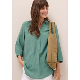 Cecil Damen Klassische Bluse, gr&uuml;n, Gr. S, unifarben, Web, Obermaterial: 84% Modal, 16% Polyester, Blusen, mit abgerundetem Saum