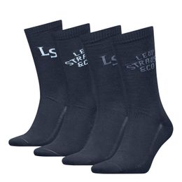 Levi's LEVI'S Damen Socken "LEVIS REG CUT LOGO GIFTBOX 4P", Gr. 39, blau, Obermaterial: 69% Baumwolle, 19% Polyester, 9% Polyamid, 3% Elasthan, Socken