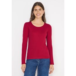 Cecil Damen Langarmshirtbeaujolais rot, Gr. XL, unifarben, Web, 100% Baumwolle, Shirts, Basic
