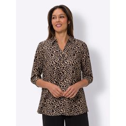 Classic Basics Damen Longbluse, gelb, Gr. 54, Animal-Print, bedruckt, gemustert, 100% Polyester, Blusen