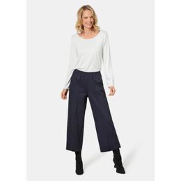 GOLDNER Damen 7/8-Hose "Kurzgr&ouml;&szlig;e Verk&uuml;rzte Jersey-Hose VERA mit Biesen", blau, Gr. 26, Obermaterial: 51% Viskose CV. 36% Polyamid PA. 13% Elasthan