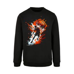 F4NT4STIC Herren Kapuzenpullover "Basketball Splash Orange Sport CREW", schwarz, Gr. S, Obermaterial: 50% Baumwolle, 50% Polyester, Pullover, Print