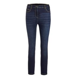 GOLDNER Damen 7/8-Hose "Slim Fit Jeans BELLA mit Dehnbund", blau, Gr. 40, Obermaterial: 56% Baumwolle CO. 27% Polyester PES. 14% Viskose CV. 3%