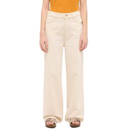 Mustang Damen Weite Jeans "Damen Style Luise Wide", beige, Gr. 28, unifarben, Denim/Jeans, 100% Baumwolle, Jeans