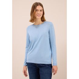 Cecil Damen Strickpullover, blau, Gr. XXL, unifarben, Web, 60% Baumwolle, 40% Viskose, Pullover, mit Strick-Struktur