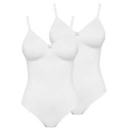 SuSa Damen Body "2er Pack Body ohne Bügel Basic", Gr. 90, weiß, Stoff, Obermaterial: 82% Polyamid PA. 18% Elasthan EL., Bodys