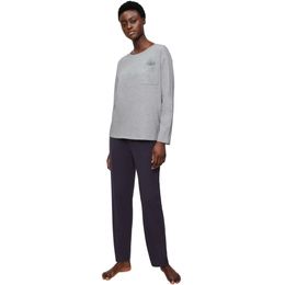 Triumph Damen Schlafanzug, Gr. 40, grau, Single Jersey, Obermaterial: 100% Baumwolle, bestickt, unifarben, Homewear-Sets, Blumenstickerei,