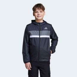 Jungen Windbreaker "J TIBERIO WB", wei&szlig;, Gr. 152, adidas Sportswear, Obermaterial: 100% Polyester, Jacken