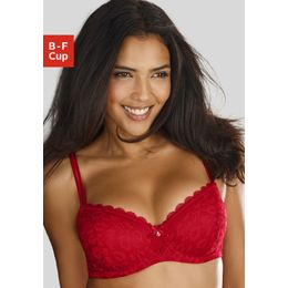 Vivance Damen Schalen-BH, Gr. 80, rot, Microtouch, Obermaterial: 63% Polyamid, 27% Polyester, 10% Elasthan, BHs, aus Spitze in Leo-Optik im modischen