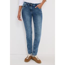 Cecil Damen Comfort-fit-Jeans, blau, Gr. 38, unifarben, Jeans, 98% Baumwolle, 2% Elasthan, Jeans, aus Baumwolle mit Stretchanteil