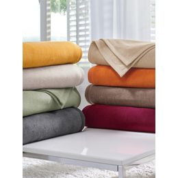 Wohndecke Biederlack, B:150cm L:220cm, orange, 70% Baumwolle, 30% Polyacryl, Wohndecken