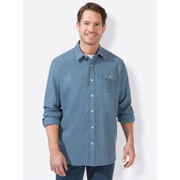 Catamaran Herren Langarmhemd, blau, Gr. 45, meliert, unifarben, 95% Baumwolle, 5% Schurwolle, Hemden