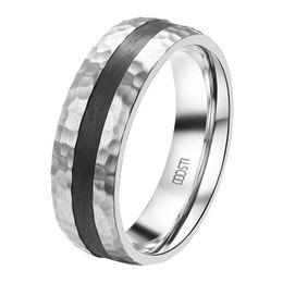DOOSTI Damen Trauring "Schmuck Geschenk Edelstahl Trauring Ehering Partnerring LIEBE", 52, ohne Zirkonia, Carbon Edelstahl, 7mm, schwarz, Carbon,
