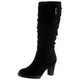 ANISTON SHOES Damen Stiefel, Gr. 40, schwarz, Textil, Schuhe, mit Raffungen am slouchy Schaft - NEUE KOLLEKTION