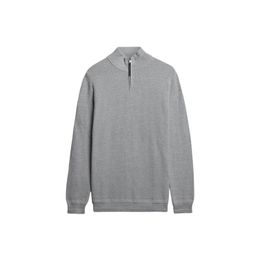 Superdry Herren Sweatshirt "Strickpullover Cotton Texture Henley", grau, Gr. L, Obermaterial: 100% Baumwolle CO., Sweatshirts