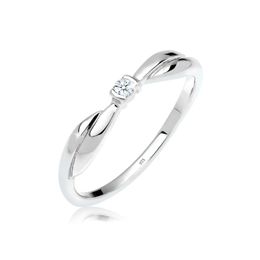 Elli DIAMONDS Damen Verlobungsring "Schleife Verlobung Diamant 0.03 ct. 925 Silber", 56mm, P1 = bei 10-facher Vergr&ouml;&szlig;erung erkennbare Einschl&uuml;sse,