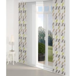 Schiebegardine WIRTH, B:60cm H:225cm, gr&uuml;n, Jacquard, Baumwolle, Polyester, Wohnzimmer, Gardinen, "Bray"