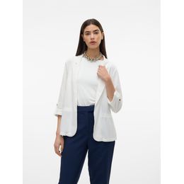 V&eacute;ro Moda VERO MODA Damen Kurzblazer "VMJESMILO 3/4 LOOSE BLAZER WVN NOOS", wei&szlig;, Gr. S, unifarben, Web, Obermaterial: 55% Viskose, 45% Leinen, Blazer, mit