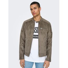 Only & Sons ONLY & SONS Herren Lederimitatjacke "ONSGUS FAUX SUEDE RACER JACKET OTW NOOS", gr&uuml;n, Gr. XXL, unifarben, Web, Obermaterial: 100% Polyester, Jacken
