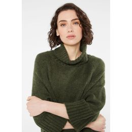 Damen Rollkragenpullover, gr&uuml;n, Gr. ML, SENSES.THE LABEL, Strukturmuster, Feinstrick, Material: 67% Polyacryl, 14% Polyester, 12% Polyamid, 7%