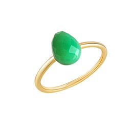 JAMELLI Damen Fingerring "Silber 925 vergoldet mit echtem Chrysopras 8x6mm", 058 (18,5), 1,44, Silber 925 (Sterlingsilber), gelb, Silber 925