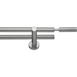 Gardinenstange Indeko, L:140cm &Oslash;:16mm, silber, Aluminium, Gardinenstangen, "Inka", Komplett-Set inkl. Montagematerial