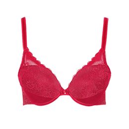LISCA Damen Push-up-BH "Push up BH Evelyn", Gr. 90, rot, Spitze, Obermaterial: 82% Polyamid PA. 18% Elasthan EL., BHs