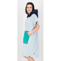 DEPROC Active Damen Poncho "Badeponcho PARLEE BEACH", blau, Gr. M, 100% Baumwolle Walkfrottier, Jacken, Badeponcho mit gro&szlig;er K&auml;ngurutasche und