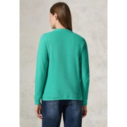 Cecil Damen Strickpullover, gr&uuml;n, Gr. XL, unifarben, Web, 100% Baumwolle, Pullover, mit Turtleneck