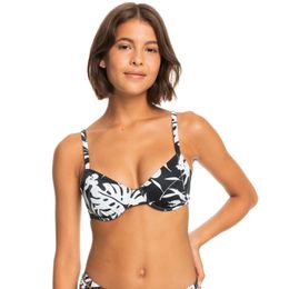 Roxy Damen Triangel-Bikini-Top "Printed Roxy Love The Muse", schwarz-wei&szlig;, Gr. XS, Obermaterial: 74% Nylon, 26% Elasthan;, Bikini-Oberteile