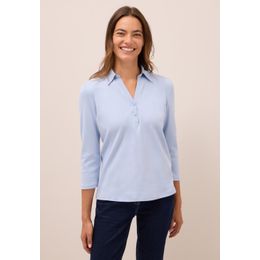 Cecil Damen Poloshirt, blau, Gr. M, unifarben, Web, 100% Baumwolle, Shirts, aus reiner Baumwolle