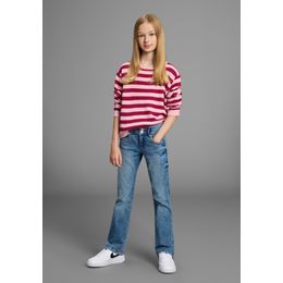 Kangaroos M&auml;dchen Bootcut-Jeans "Stretchjeans Boot Cut", blau, Gr. 164, Abriebeffekte, Denim/Jeans, Obermaterial: 98% Baumwolle, 2% Elasthan, Jeans,