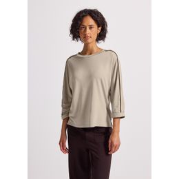 Street One Damen 3/4-Arm-Shirt, beige, Gr. 36, unifarben, Web, 48% Baumwolle, 48% Modal, 4% Elasthan, Shirts, im soften Baumwoll-Mix
