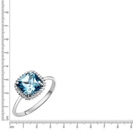 Diamonds by Ellen K. Damen Fingerring "Wei&szlig;gold 375 mit echtem Blautopas (beh.) und Zirkonia-Steinen", 020 (63,7), 2,3, Gold, wei&szlig;, FASCINATION BY ELLEN K., Gold,