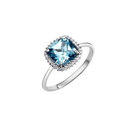 Diamonds by Ellen K. Damen Fingerring "Wei&szlig;gold 375 mit echtem Blautopas (beh.) und Zirkonia-Steinen", 018 (57,0), 2,3, Gold, wei&szlig;, FASCINATION BY ELLEN K., Gold,