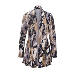 GOLDNER Damen Sommerjacke "Kurzgr&ouml;&szlig;e Stretchbequeme Slinky-Longjacke mit aufregendem Druck", schwarz, Gr. 22, Obermaterial: 94% Polyester PES. 6%