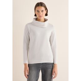Langarmshirt Cecil, Damen, Gr. L (42), light greige, Stoff, 63% Modal, 35% Baumwolle, 2% Elasthan, unifarben, comfort fit normal, hoch geschlossener Ausschnitt, abgesteppt, Shirts, aus softem Materialmix