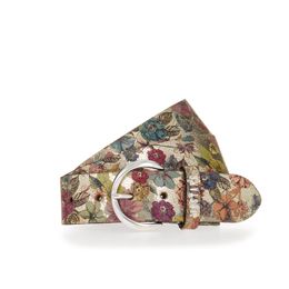 Mustang Damen Lederg&uuml;rtel ""Amy"", bunt, Gr. 100, gebl&uuml;mt, mehrfarbig, Rindsleder, G&uuml;rtel, mit floralem oder Animal-Design, 4 cm breit