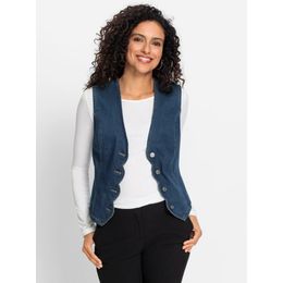 Inspirationen Damen Jeansweste, blau, Gr. 36, unifarben, 81% Baumwolle, 17% Polyester, 2% Elasthan, Westen