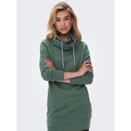Only Damen Sweatshirt "ONLBETTE L/S LONG HIGH NECK SWT"balsam gr&uuml;n, Gr. S, unifarben, Sweatware, Obermaterial: 65% Polyester, 35% Baumwolle,