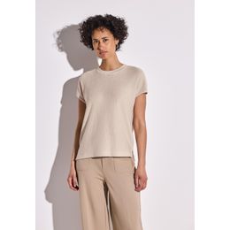 Street One Damen T-Shirt, beige, Gr. 44, unifarben, Stoff, 55% Viskose, 45% Polyester, Shirts, aus softem Materialmix