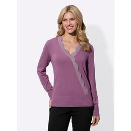 Classic Basics Damen Strickpullover "Langarm-Pullover", lila, Gr. 52, unifarben, 78% Viskose, 20% Polyamid, 2% metallisierte Fasern, Pullover