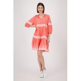 monari Damen Blusenkleid "Kleid Stickerei", rot, Gr. 44, unifarben, Web, Obermaterial: 58% Baumwolle, 42% Modal, Kleider, mit kontrastfarbener Spitze