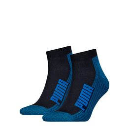 Puma Herren Kurzsocken "Puma UNISEX BWT CUSHIONED QUARTER 2P", Gr. 39, blau, Baumwollmischung, Socken, Zweifarbig, Rippenb&uuml;ndchen