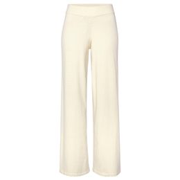 Lascana Damen Strickhose, Gr. 32, beige, Obermaterial: 50% Viskose, 28% Polyester, 22% Nylon, unifarben, Basic, Hosen, mit weitem Bein, Loungewear