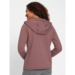 Casual Looks Damen Fleecejacke, braun, Gr. 44, gemustert, gestreift, mehrfarbig, 100% Polyester, Jacken